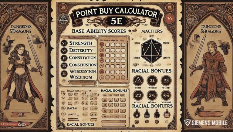 D&D 5e Point Buy Calculator - Siemens Mobile
